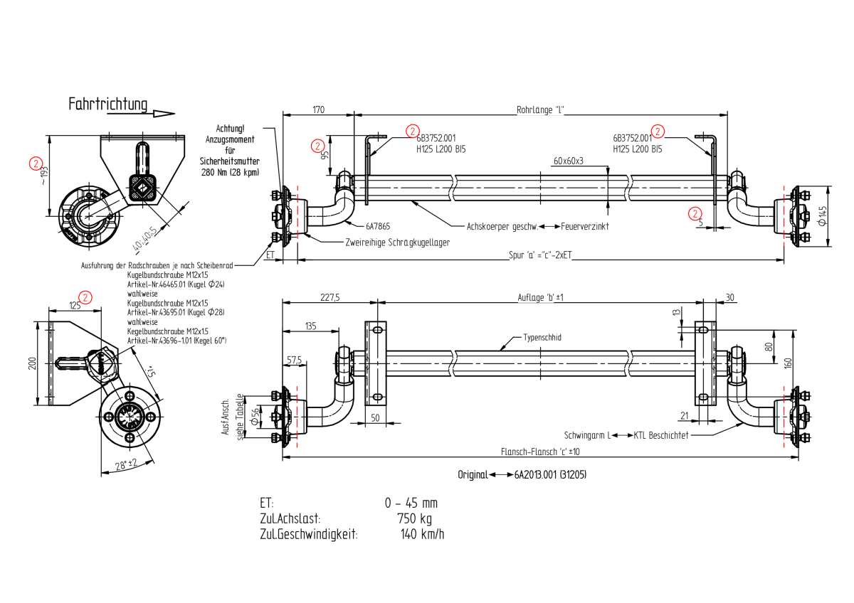 KNOTT AXEL 750 KG 4X100 B:1000 C:1450 UB
